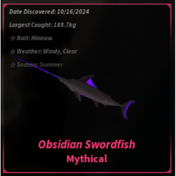 Obsidian Swordfish - Roblox Fisch Trade | Traderie