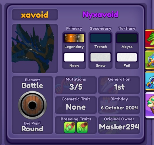 Nyxavoid - Roblox Dragon Adventures Trade | Traderie