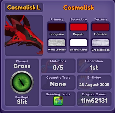 Cosmalisk - Roblox Dragon Adventures Trade | Traderie